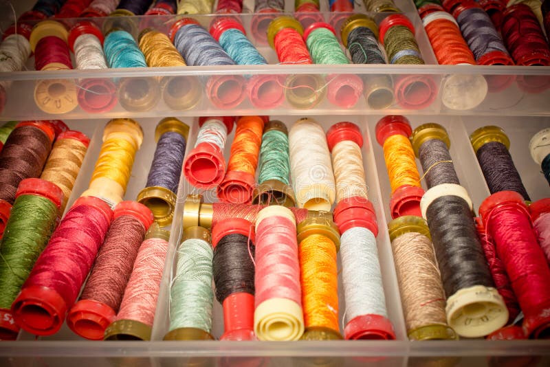 Box of colorful threads stock image. Image of grey, blue - 29917035