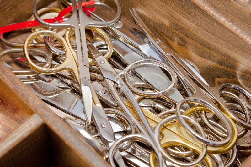 Box with sewing scissors stock photo. Image of scissors - 30906960