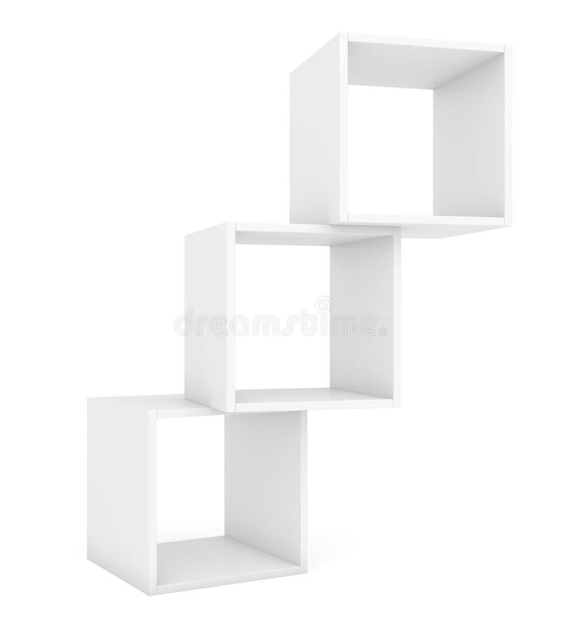 Box Shelves White. 3d Render on White Background Stock Illustration ...
