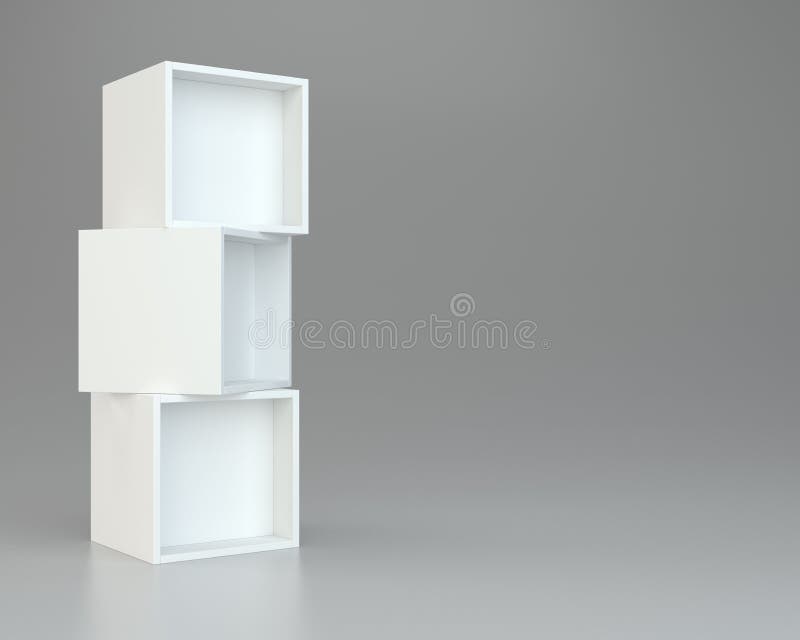 Box Shelves White. 3d Rendering on Background. Stock Illustration ...