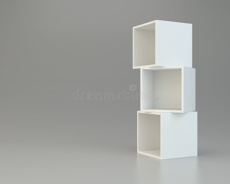 Box Shelves White. 3d Rendering on Background. Stock Illustration ...