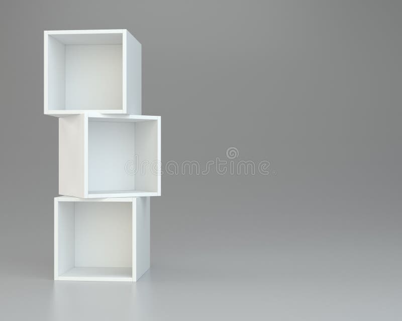 Box Shelves White. 3d Rendering on Background. Stock Illustration ...