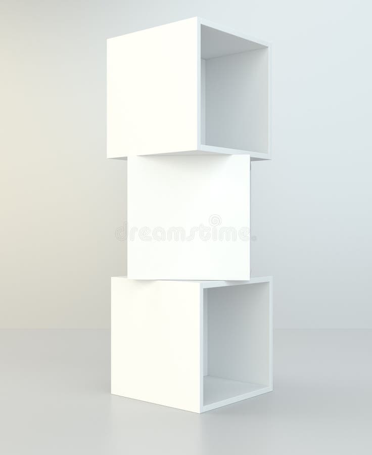 Box Shelves White. 3d Rendering on Studio Background. Stock ...