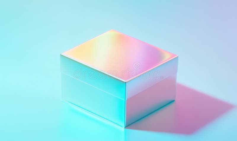 A Box with a Shiny Silver Surface Sits on a Blue Background Stock ...