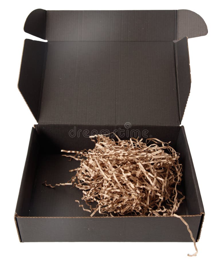 A Box with Shredded Paper Inside Stock Image - Image of inside, view ...