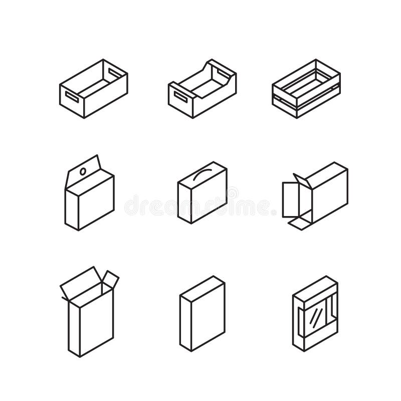 Box Signs. Line Icon Set. Vector Illustration. Stock Vector ...