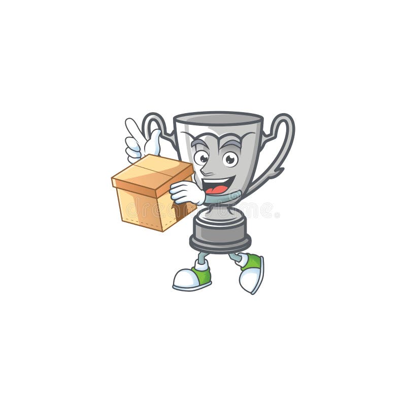 With Box Silver Trophy with Cartoon Character Shape Stock Vector ...