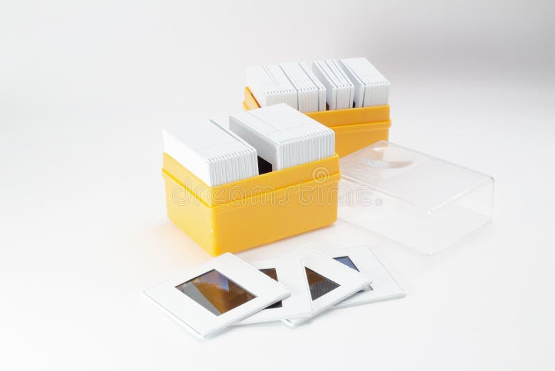 A Box of Slides on White Back Ground Stock Image - Image of antique ...