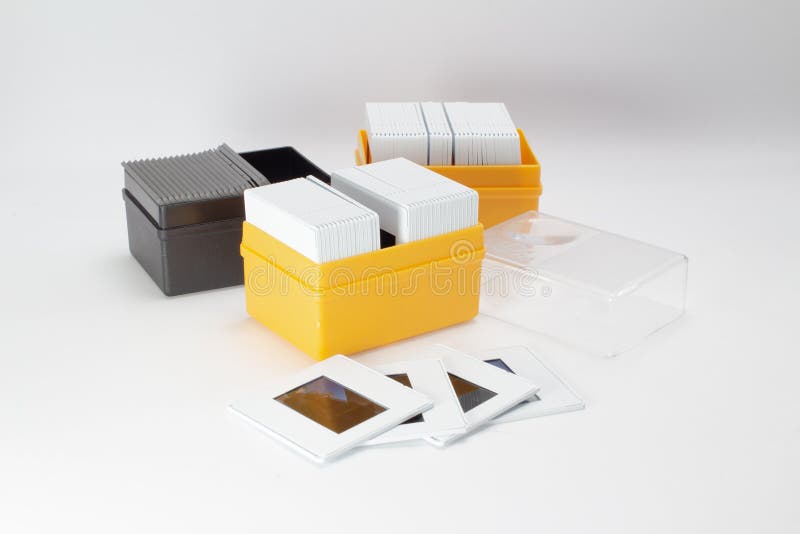 A Box of Slides on White Back Ground Stock Photo - Image of frame ...