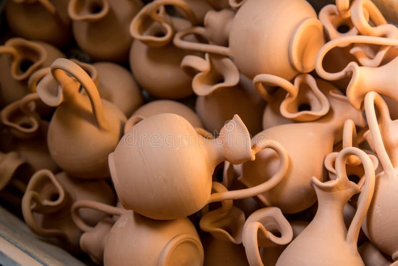 Box with Small Brown Clay Jars Stock Photo - Image of clay, handicraft ...