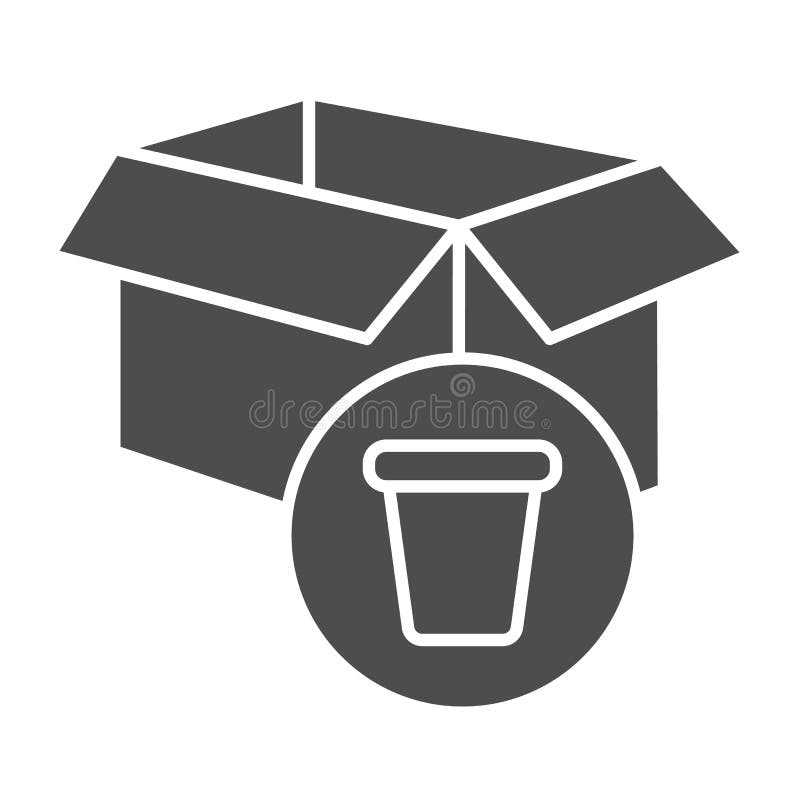 Box Solid Icon. Container with Little Cup Sign Stock Vector ...