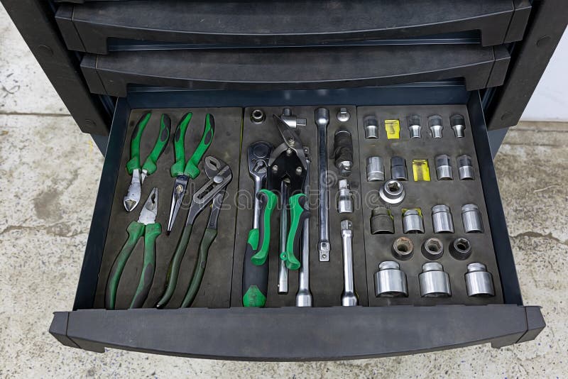 Box with a Special Tool for Auto Mechanics in the Service Station ...