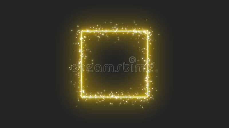 Box or Square Neon Shape with Particle Gold Yellow. Stock Video - Video ...