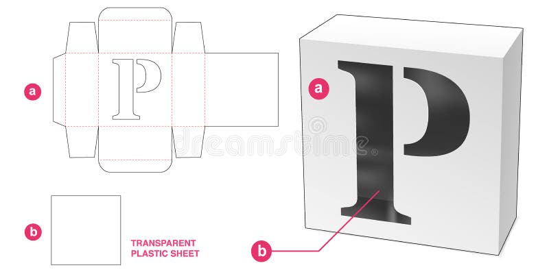 Box with Stenciled P Alphabet Window Die Cut Template Stock Vector ...
