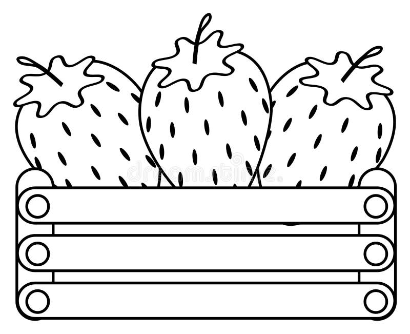 Box with Strawberries, Image for Children, Black and White, Isolated ...