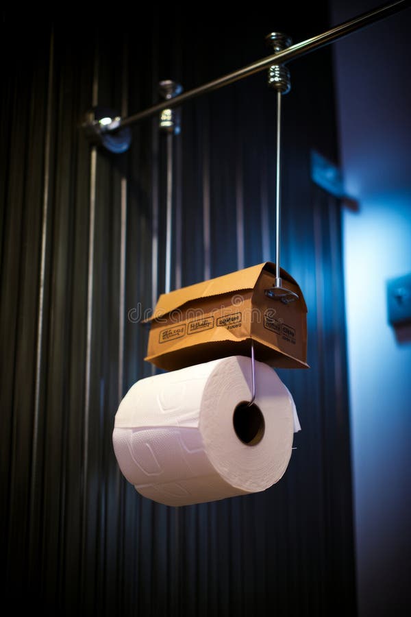 Box on String Hanging from Ceiling with Roll of Toilet Paper ...