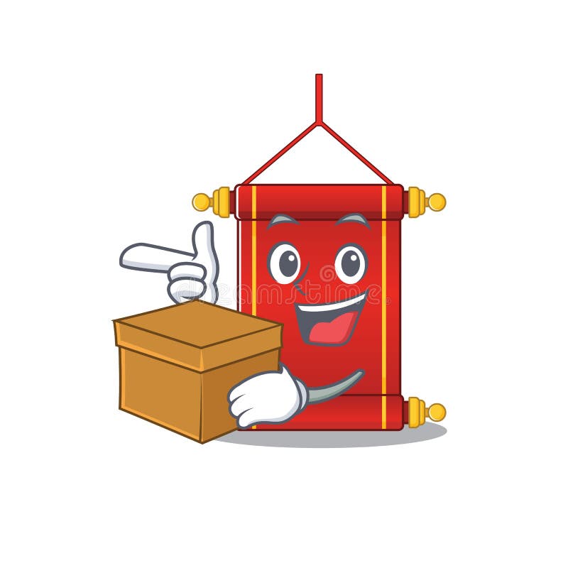 With Box Super Funny Chinese Scrolls Cartoon Character Style Stock ...