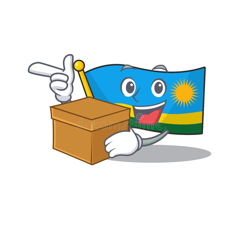 With Box Super Funny Flag Rwanda Cartoon Character Style Stock Vector ...