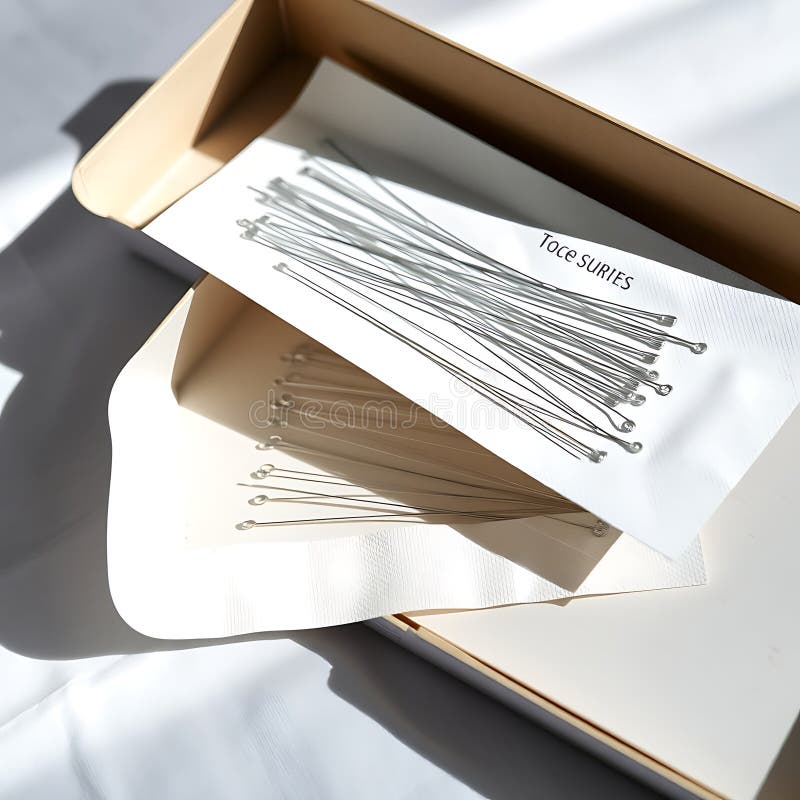 A Box of Surgical Sutures with an Open Packet Showing Labeled Strands ...