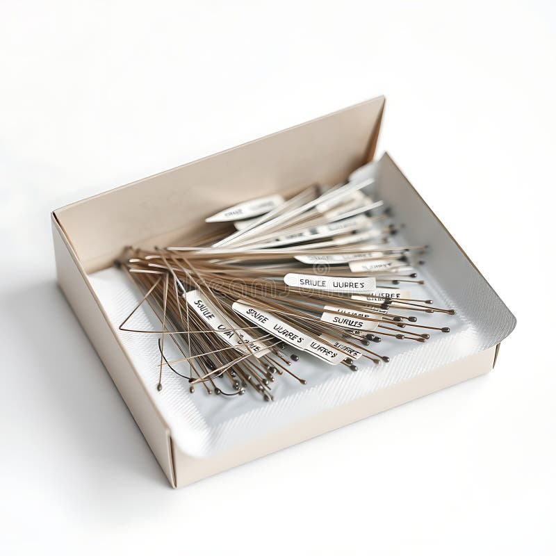 A Box of Surgical Sutures with an Opened Packet Showing Labeled Strands ...