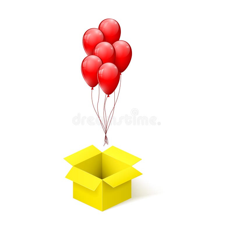 Open Yellow Gift Box Vector Illustration with Flat Design Isolated on ...