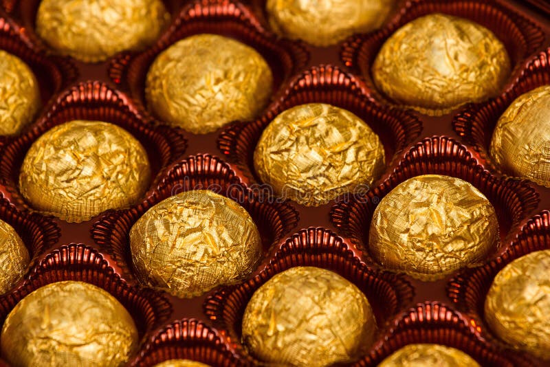 Box with sweets stock photo. Image of gold, sweets, brown - 66291342