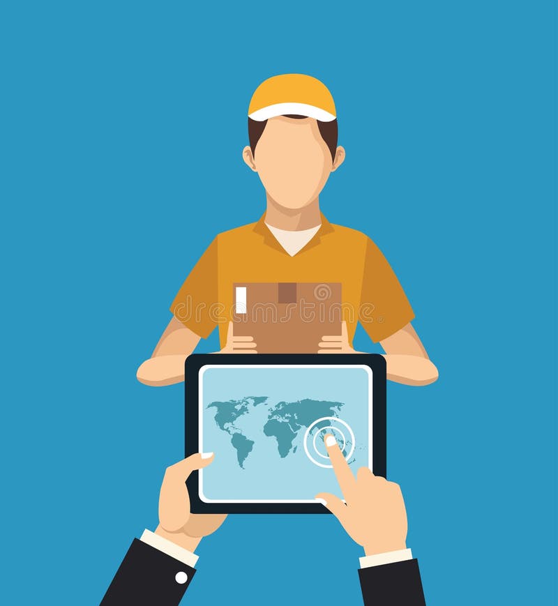 Box Tablet and Man of Delivery Concept Design Stock Vector ...