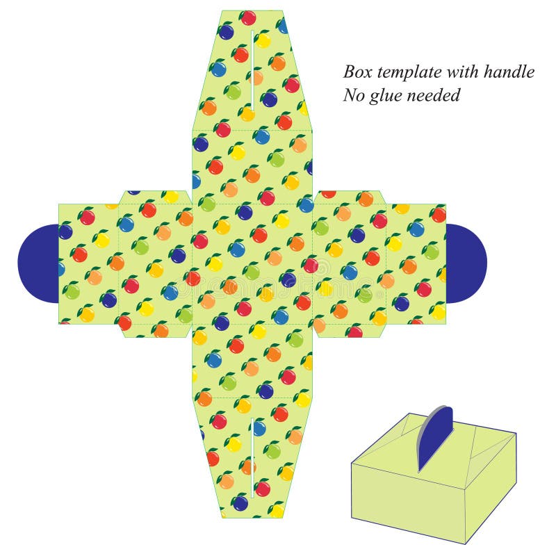 Box Template with Handle. No Glue Needed. Floral Pattern Stock Vector ...