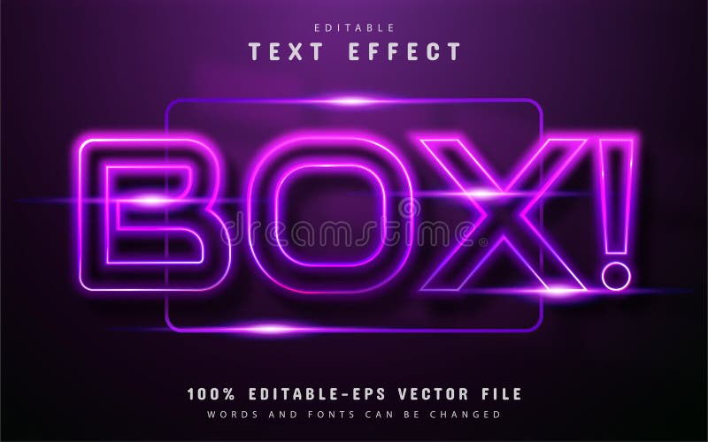 Box Text Effect in Purple Neon Style Stock Vector - Illustration of ...