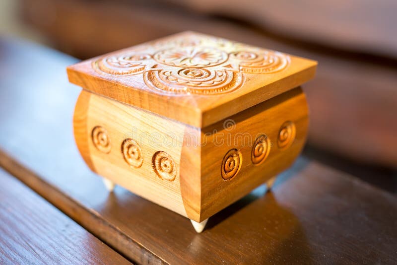 Box with Thread on Wooden Table Stock Photo - Image of ornament ...