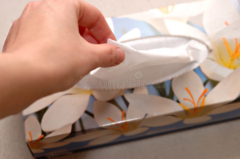 Female Hand Taking a Tissue from a Box Stock Image - Image of isolated ...