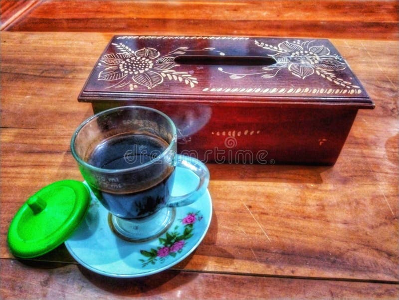 A Box Tissues and a Cup Coffee Stock Photo - Image of brown, paper ...