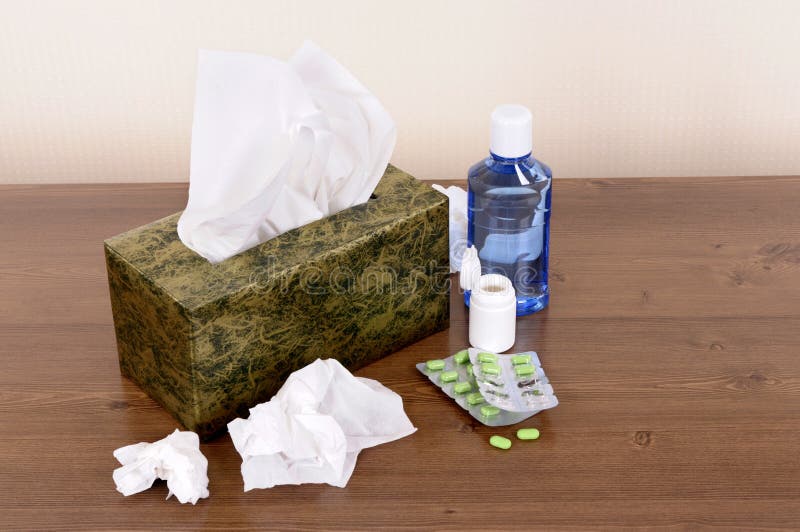 Tissue Box with Medicine, Winter Cold and Flu Healthcare Concept Stock ...