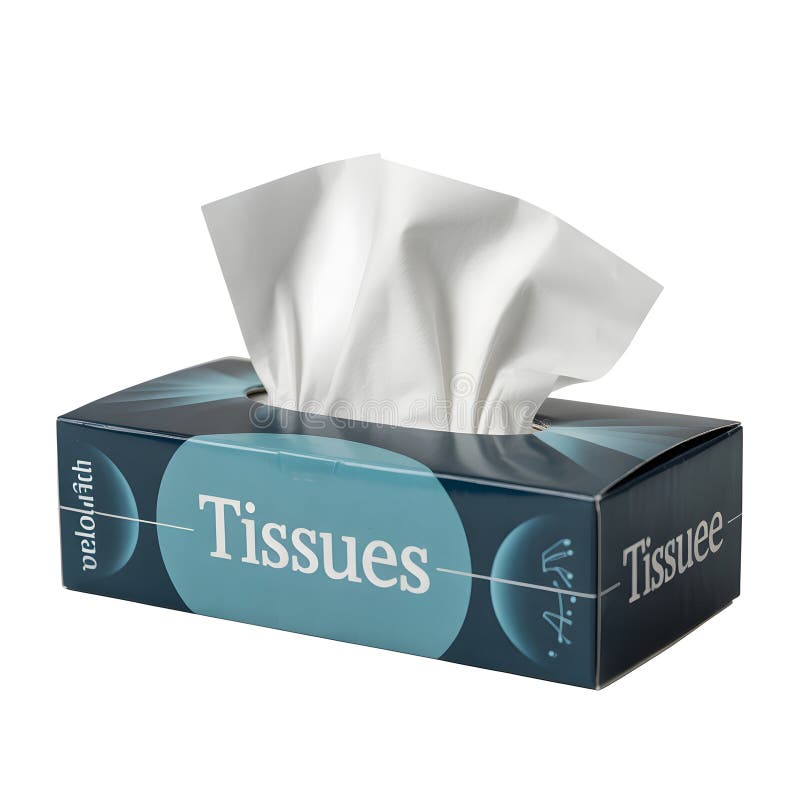 Box of Tissues with One Pulled Out on White Stock Illustration ...