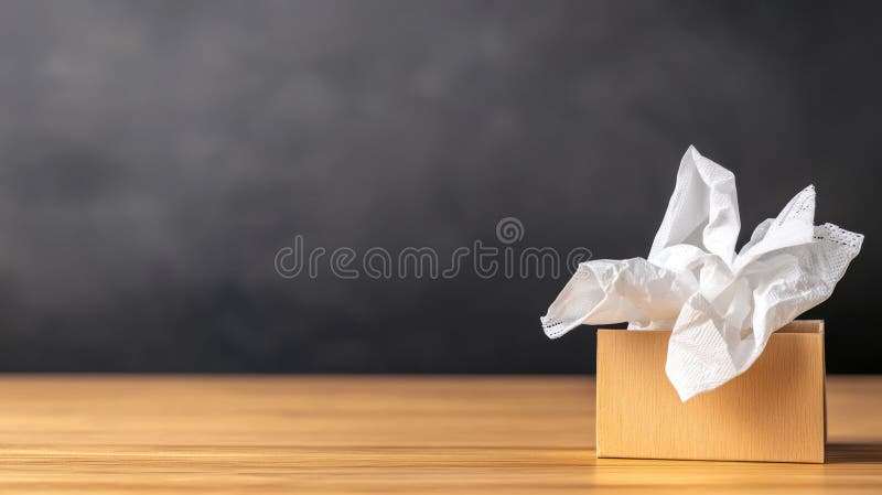 A Box of Tissues on a Wooden Table. Stock Image - Image of generated ...
