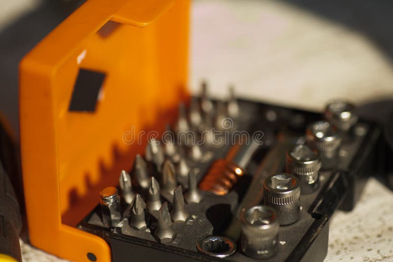 A Box with Tools, a Box with a Screwdriver and Bits Stock Photo - Image ...