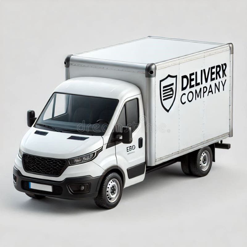 Box Truck Delivering Packages Isolated on White Background 7 Stock ...