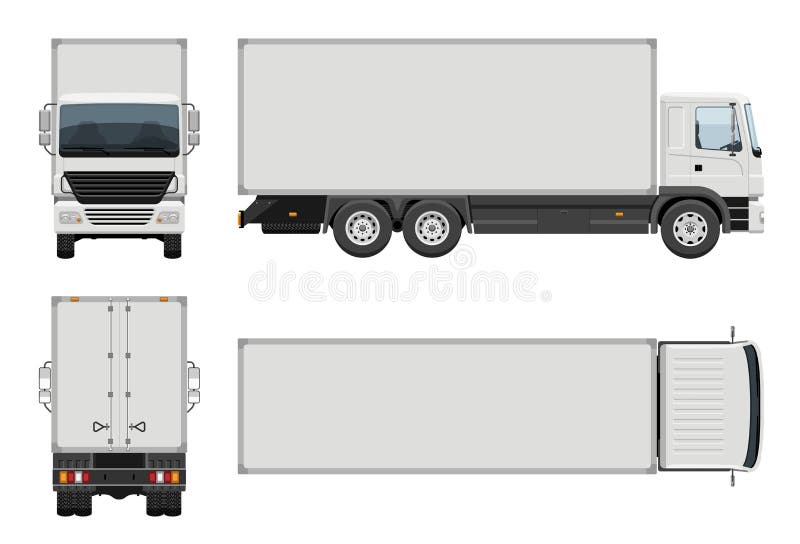 Box Truck Vector Template with Simple Colors without Gradients and ...