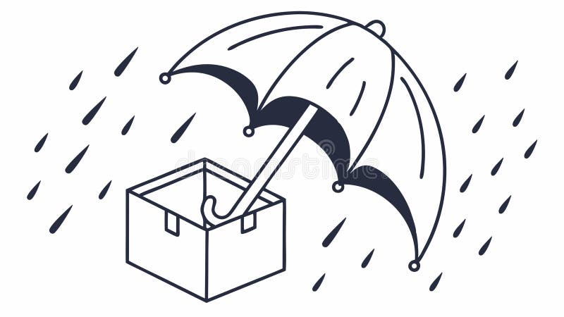 Box Under Umbrella in Rain, Weather Protection, Vector Design ...