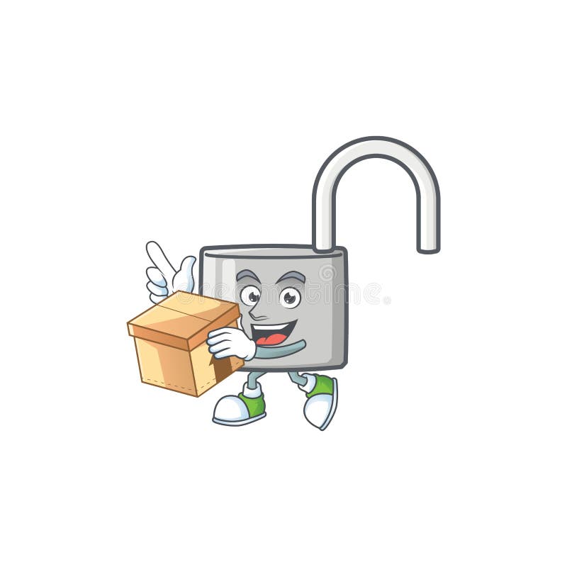 With Box Unlock Key Icon in the Character Stock Vector - Illustration ...