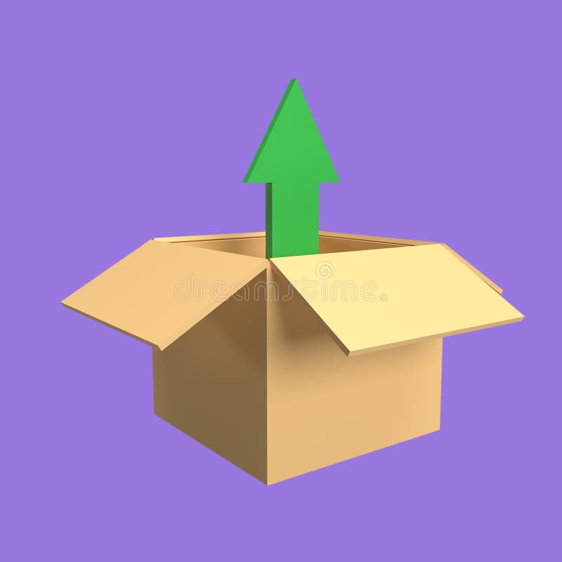Box and Up Arrow 3d Icon Model Cartoon Style Concept. Render ...