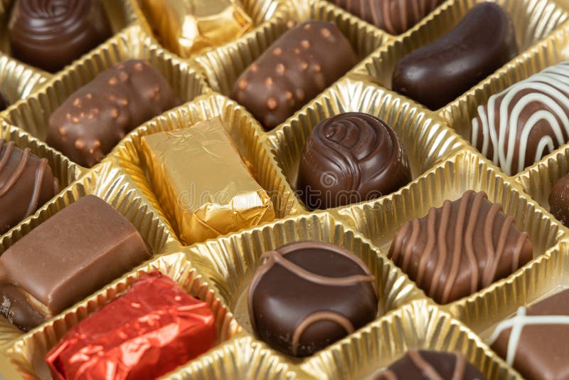 Box of Various Chocolate Candies Stock Image - Image of brown ...
