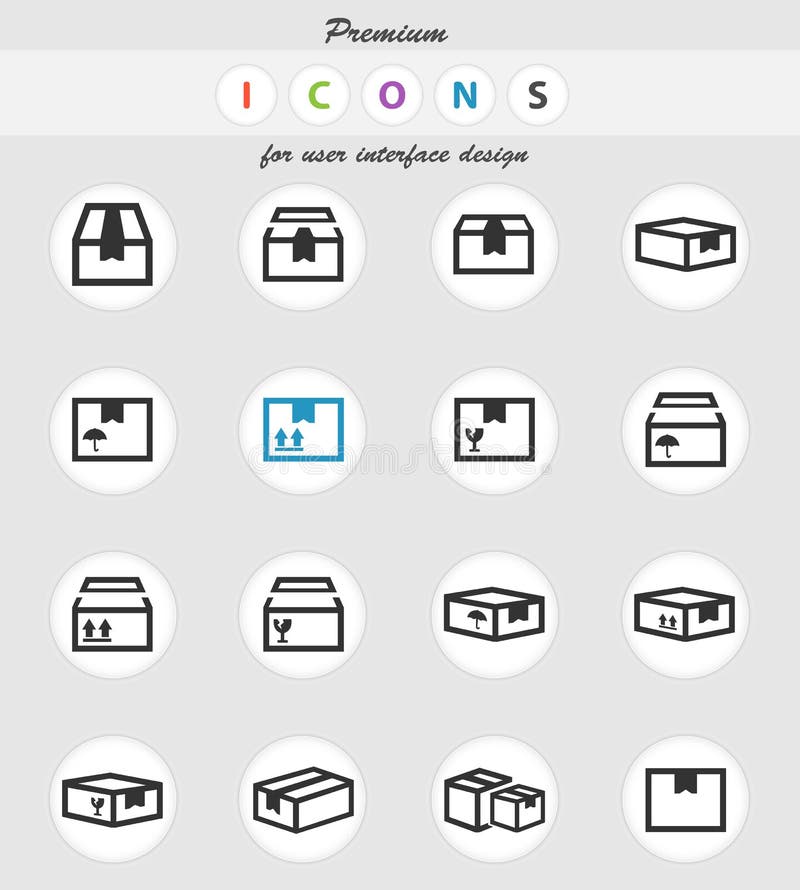 Box icon set stock vector. Illustration of carton, parcel - 122730854