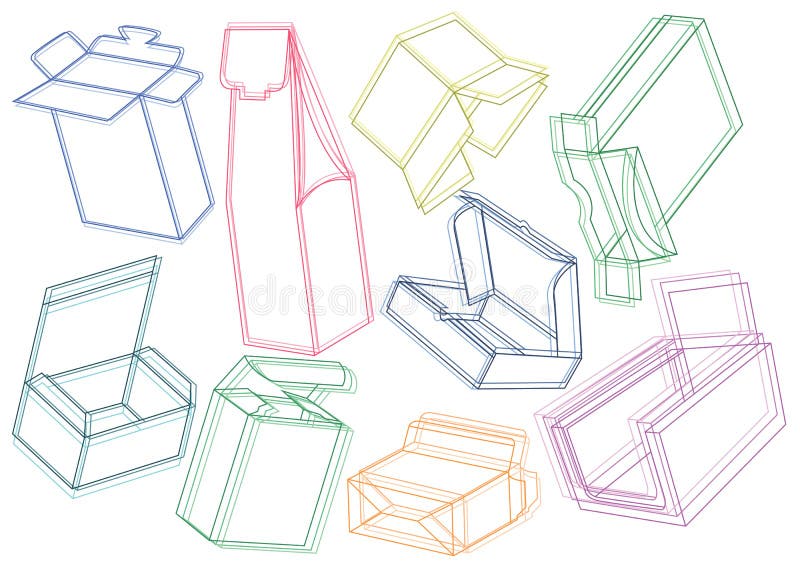 Box Vector Set Shape Illustration Package Stock Vector - Illustration ...