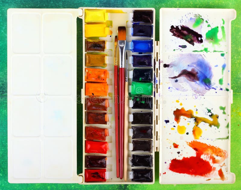 Box of Watercolors stock photo. Image of paintbrush, brush - 24463470