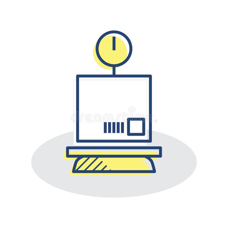 Box on Weighing Scale Hand Drawn Illustration. Stock Vector ...