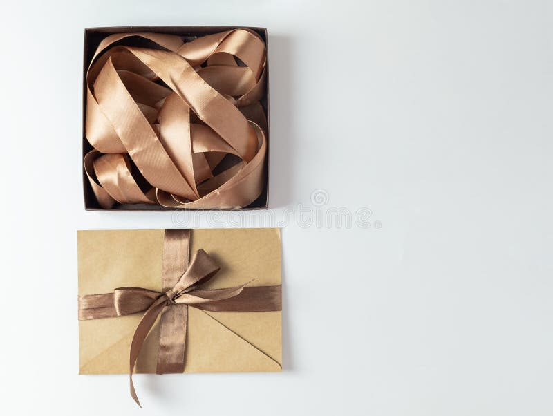 Elegant Gift Box Ribbon Brown Background Mocha Mousse Color Stock ...