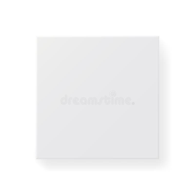 Box White Mockup. Square Package Top View. Cardboard Template with Soft ...