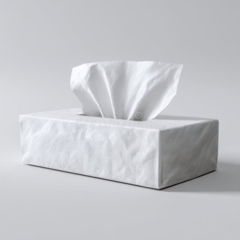 Box of White Tissues Placed on a Light Surface for Convenient Use and ...