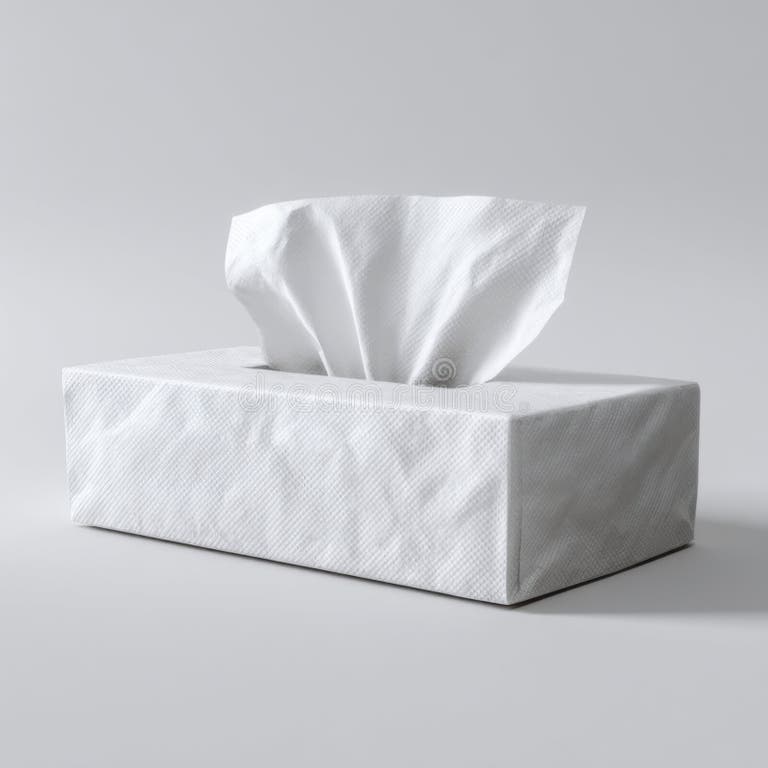Box of White Tissues Placed on a Light Surface for Convenient Use and ...